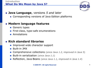 Java 5 API for DDS RFP (out of date) | PPT