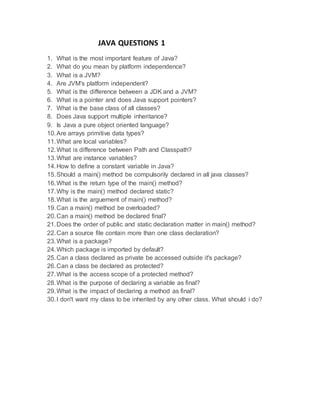 Java Interview Questions - 1 | DOCX | Programming Languages | Computing