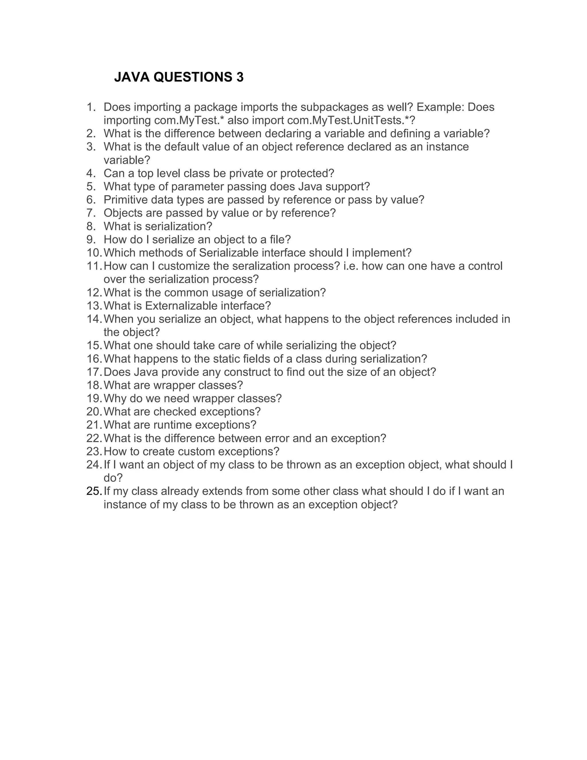 JAVA INTERVIEW QUESTIONS -3 | PDF