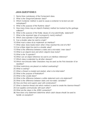 JAVA QUESTIONS-5 | PDF