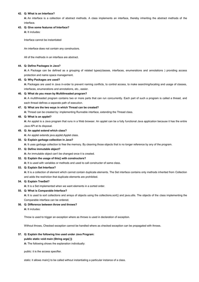 Java questions for viva | DOCX