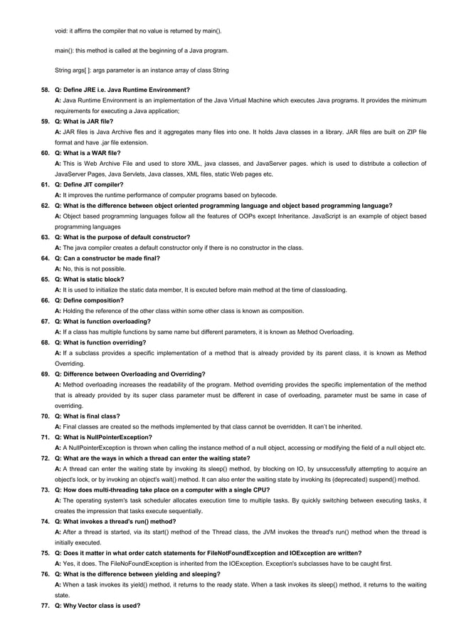 Java questions for viva | DOCX