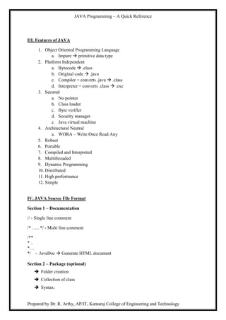 Java quick reference | PDF