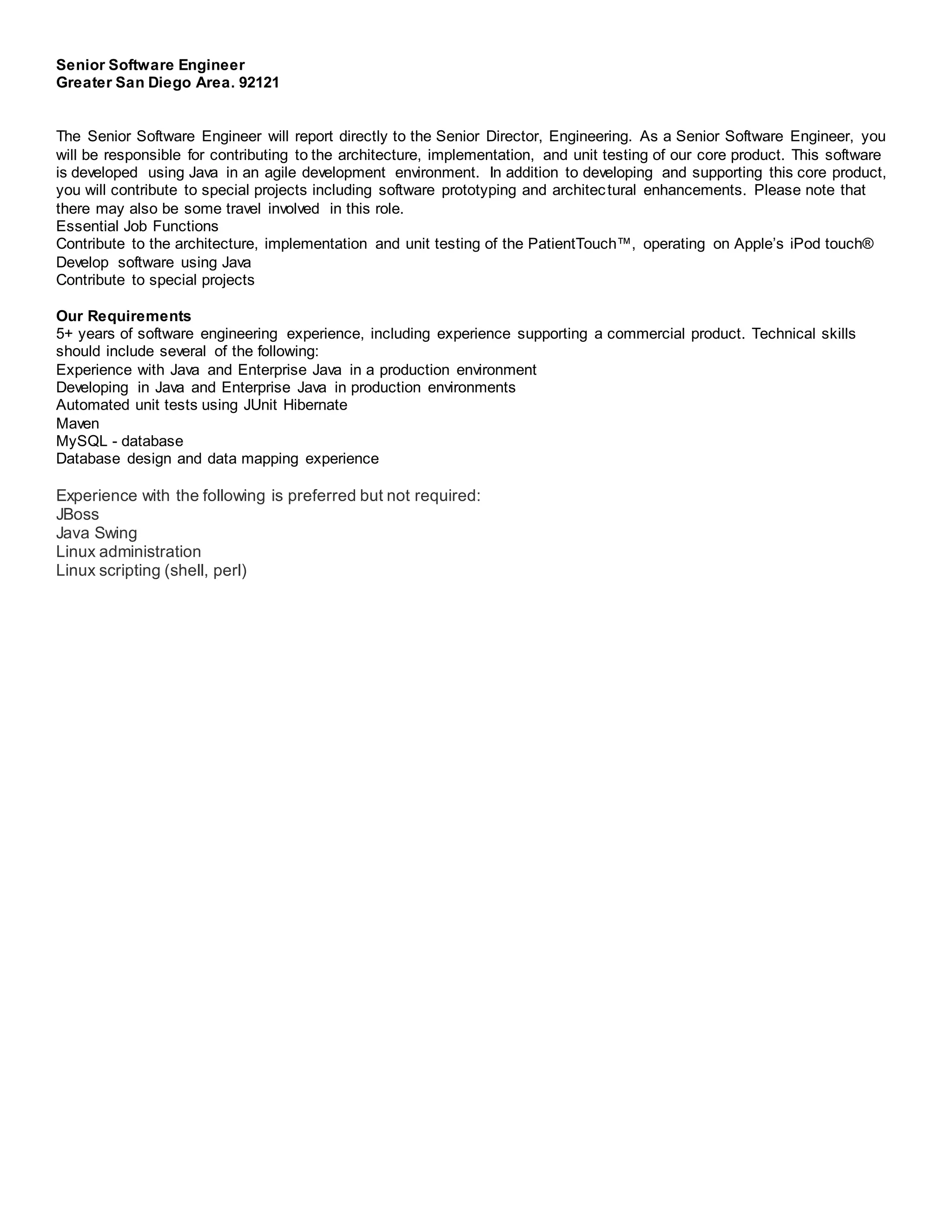 Sr. Software Engineer (Lead) | PDF