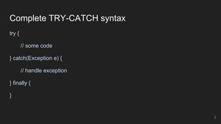 Java review: try catch | PDF | Programming Languages | Computing