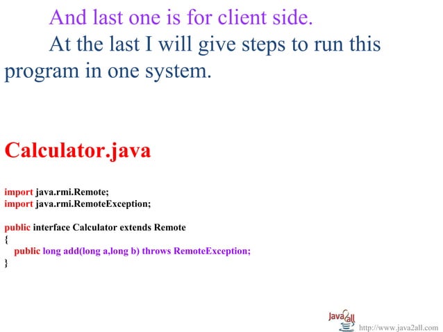 Java Rmi Example Program With Code Pps Programming Languages