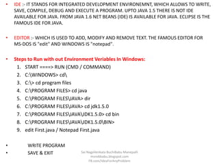 Java By Sai NagaVenkata BuchiBabu Manepalli | PPT