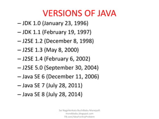 Java By Sai NagaVenkata BuchiBabu Manepalli | PPT