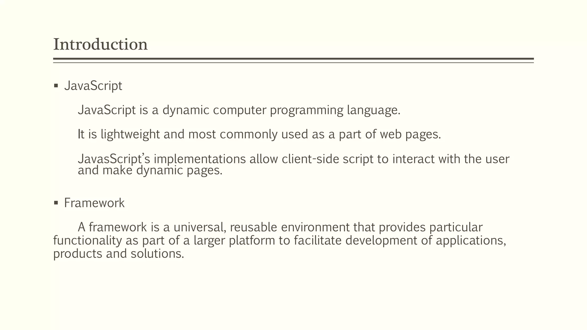Javascrip frameworks | PPTX | Web Development | Internet