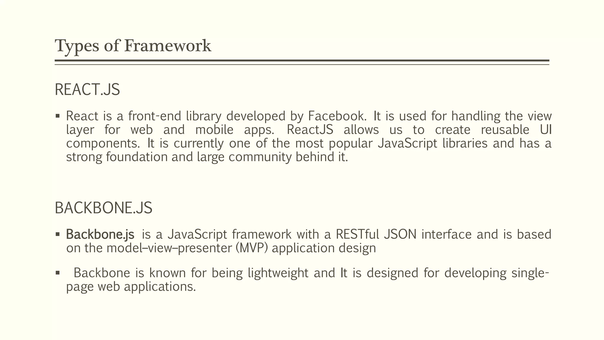 Javascrip frameworks | PPTX | Web Development | Internet