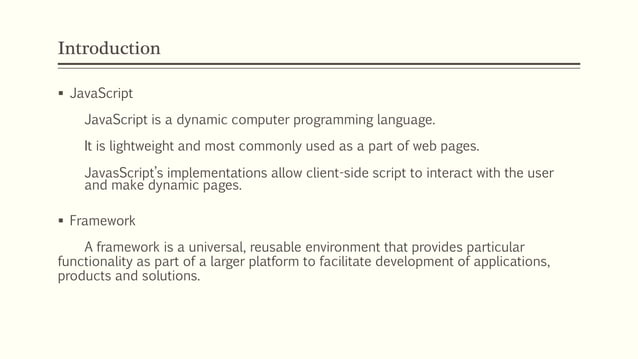 Javascrip frameworks | PPTX | Web Development | Internet