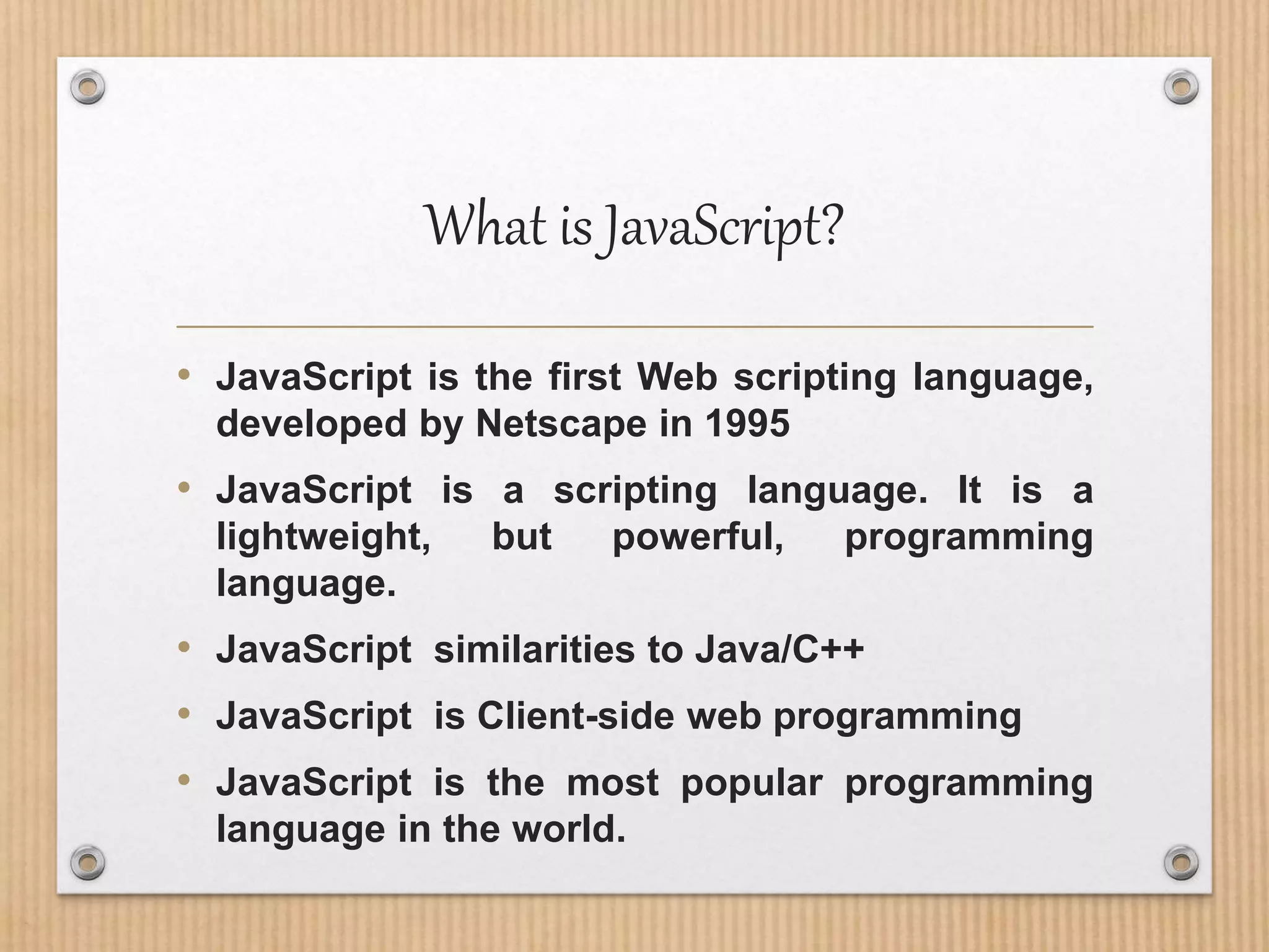 JavaScript Comprehensive Overview | PPT