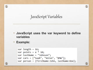 JavaScript Comprehensive Overview | PPSX | Web Development | Internet
