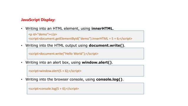 Javascript Introduction And Implementation Ppt