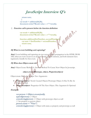 JavaScript(Es5) Interview Questions & Answers | PDF