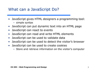 javaScript.ppt | Web Design and HTML | Internet