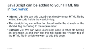 Introduction to JavaScript | PPTX
