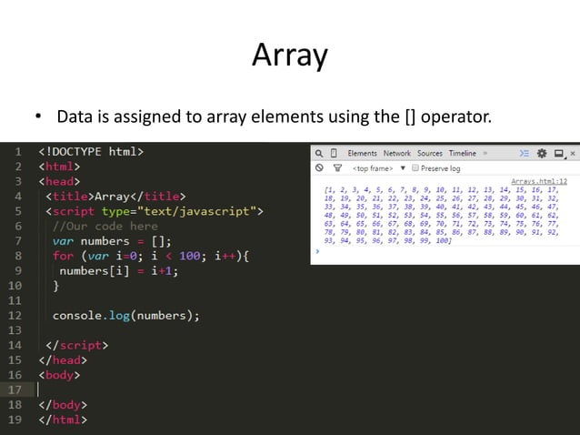 Javascript - Array - Writing | PPT