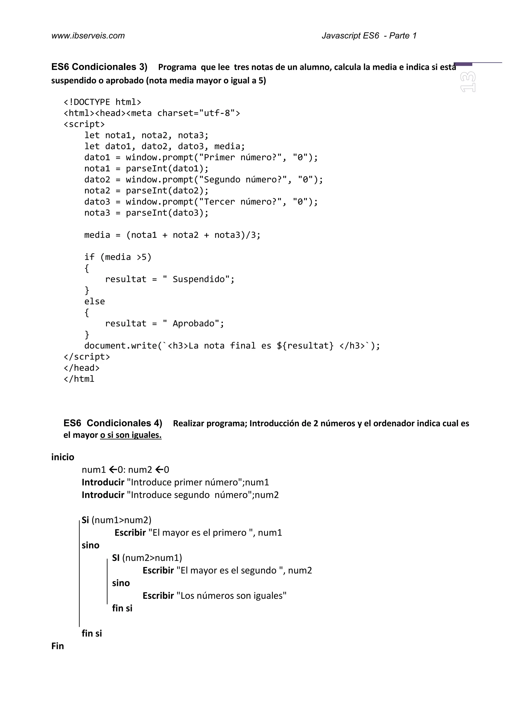 Javascript Es6 Ejercicios Resueltos Parte 1 Pdf 
