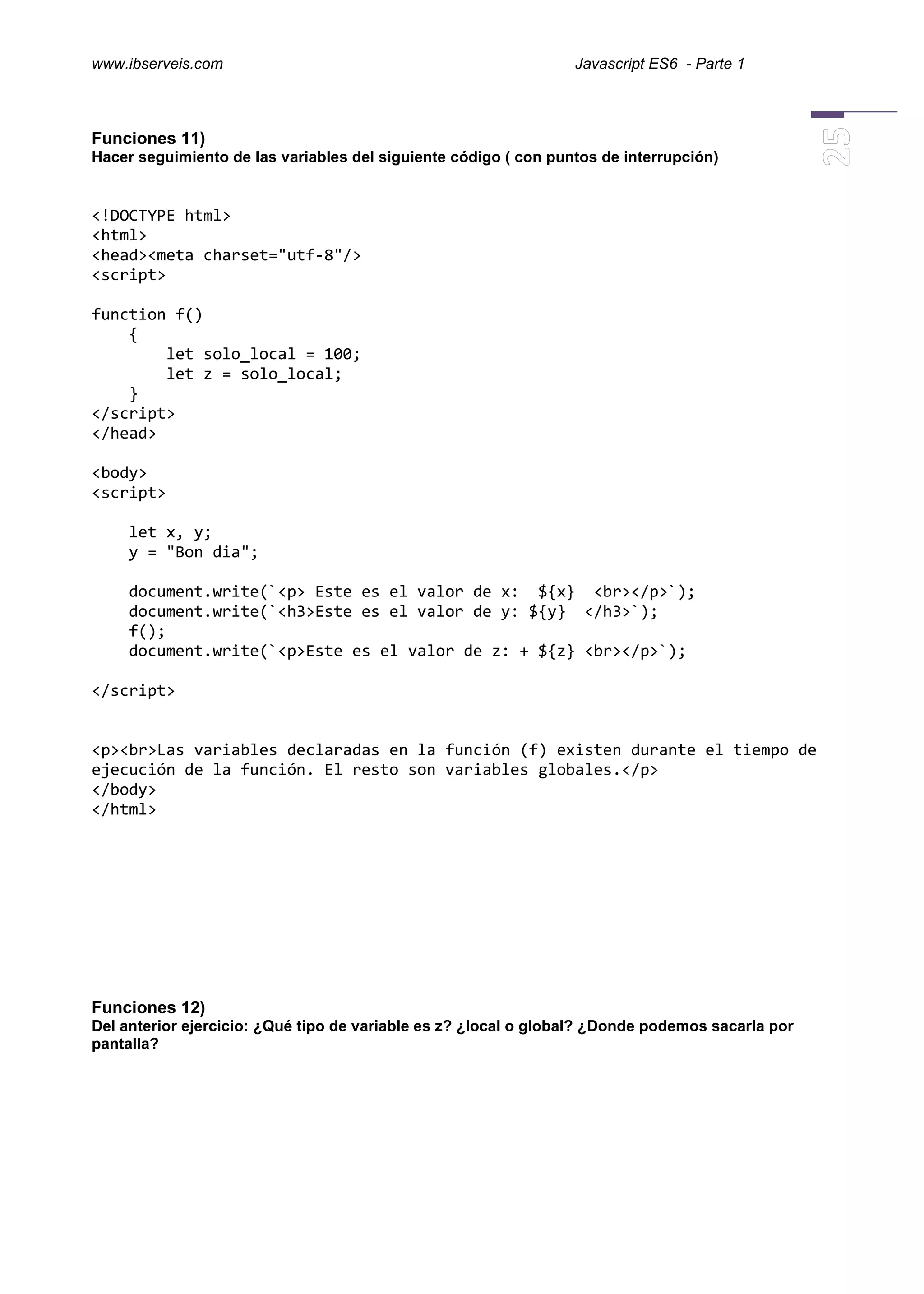 Javascript Es6 Ejercicios Resueltos Parte 1 Pdf