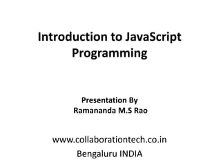 Introduction To Javascript Programming | Ppt