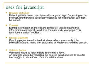 Javascript1 | PPT | Web Development | Internet