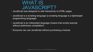 JavaScript - Web Development Fundaments Part 2 - DeepDive Learning Academy | PPTX