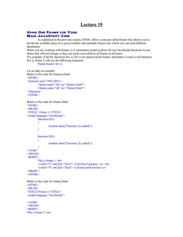Java script advanced frame | DOC