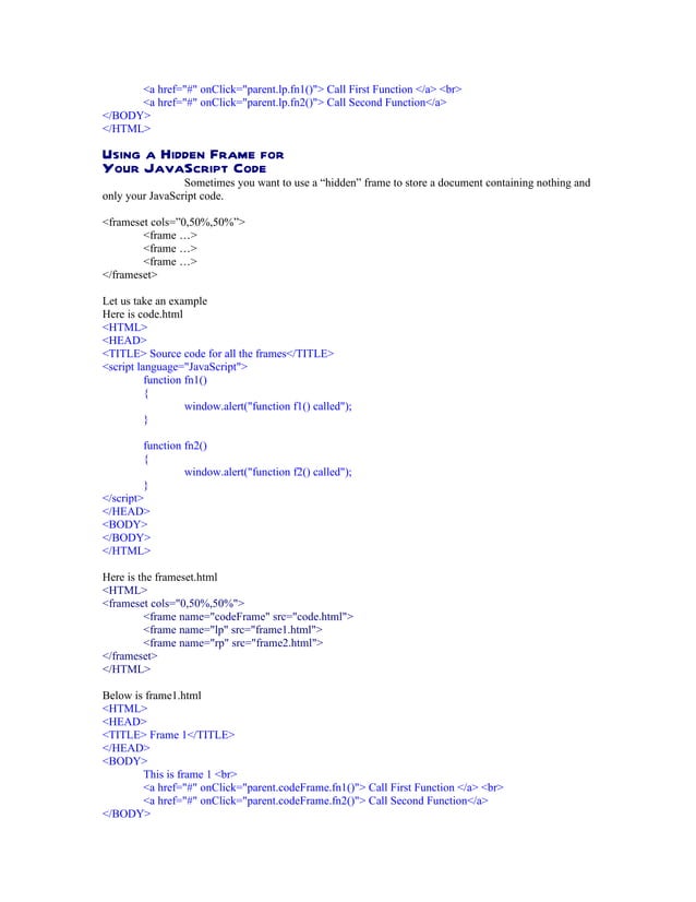 Java script advanced frame | DOC