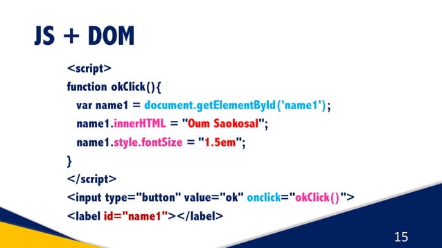 Javascript & DOM - Part 1- Javascript Tutorial for Beginners with Examples | PDF