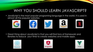 Introduction to Javascript and the applications | PPT