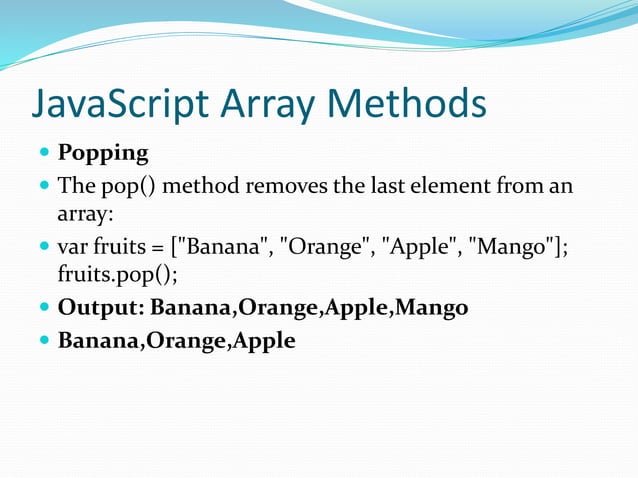 Java Script Array Methods Pptx Programming Languages Computing 3041