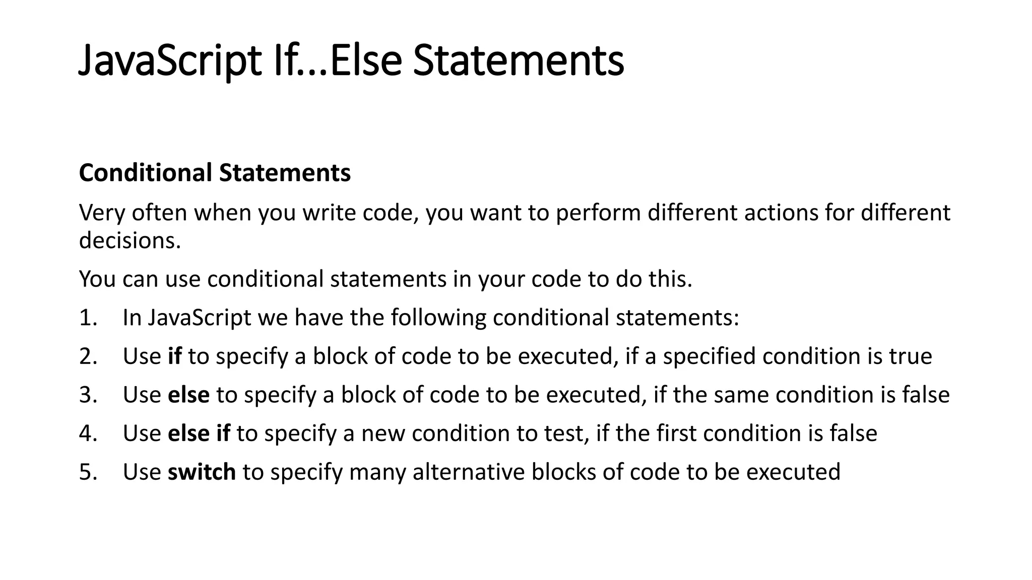 Javascript Conditional Statements Ppt 9149