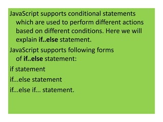 Javascript conditional statements 1 | PPTX