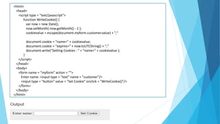 Java script cookies | PPTX