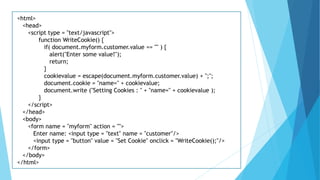 Java script cookies | PPTX