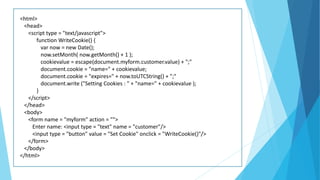 Java script cookies | PPTX