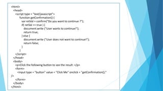 Java script dialog boxes | PPTX
