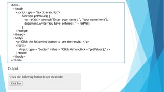 Java script dialog boxes | PPTX