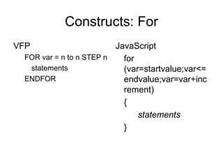 Java script for foxpro developers | PPT | Web Development | Internet