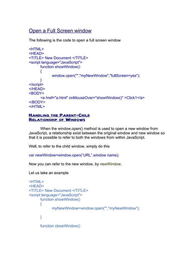 Java script frame window | PDF