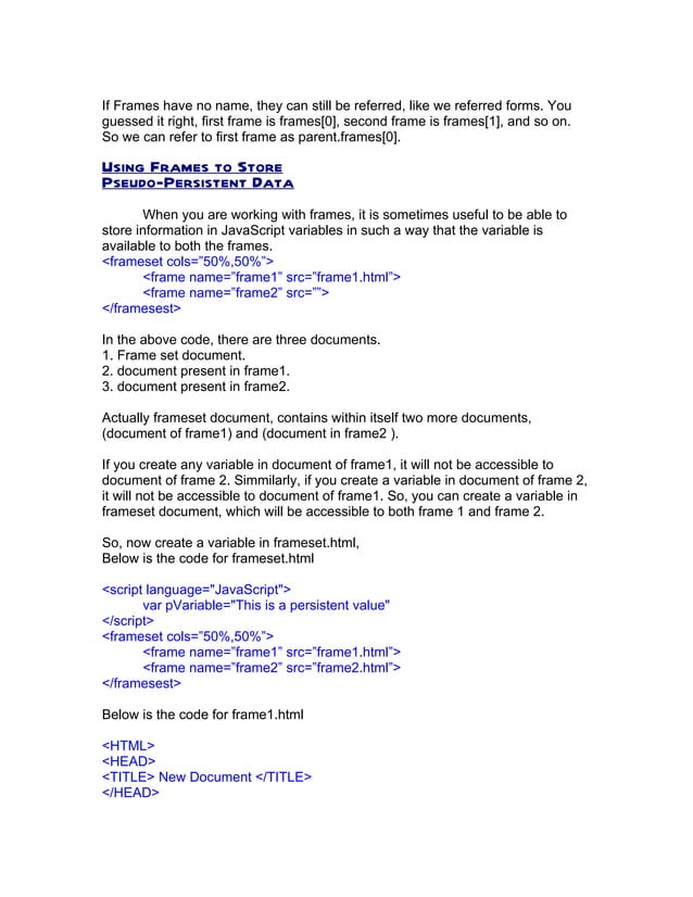 Java script frame window | PDF