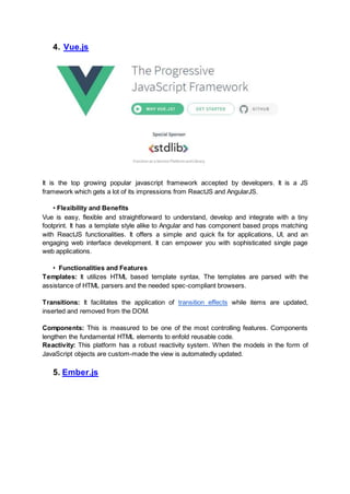 Top 10 Javascript Frameworks For Easy Web Development | PDF