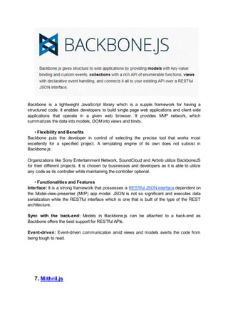 Top 10 Javascript Frameworks For Easy Web Development | PDF