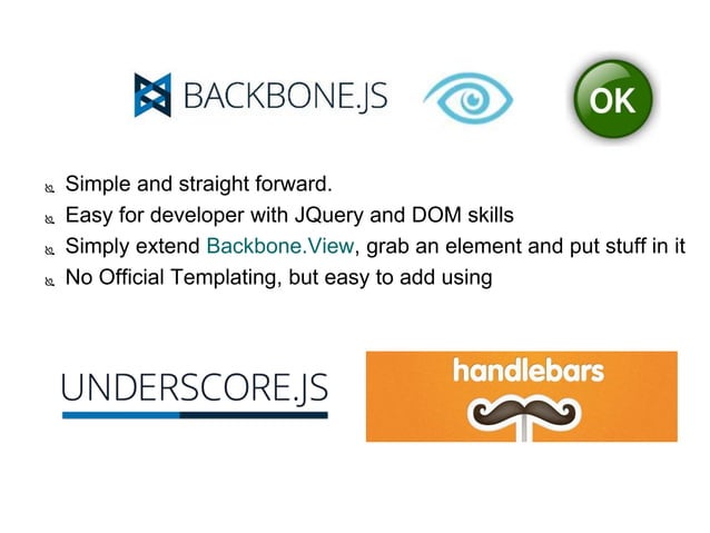 Javascript Frameworks Comparison Angular Knockout Ember And Backbone Ppt