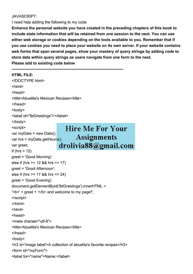 JAVASCRIPT I need help adding the following to my code Enha.pdf