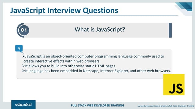 JavaScript Interview Questions and Answers | Full Stack Web Development Training | Edureka | PDF ...