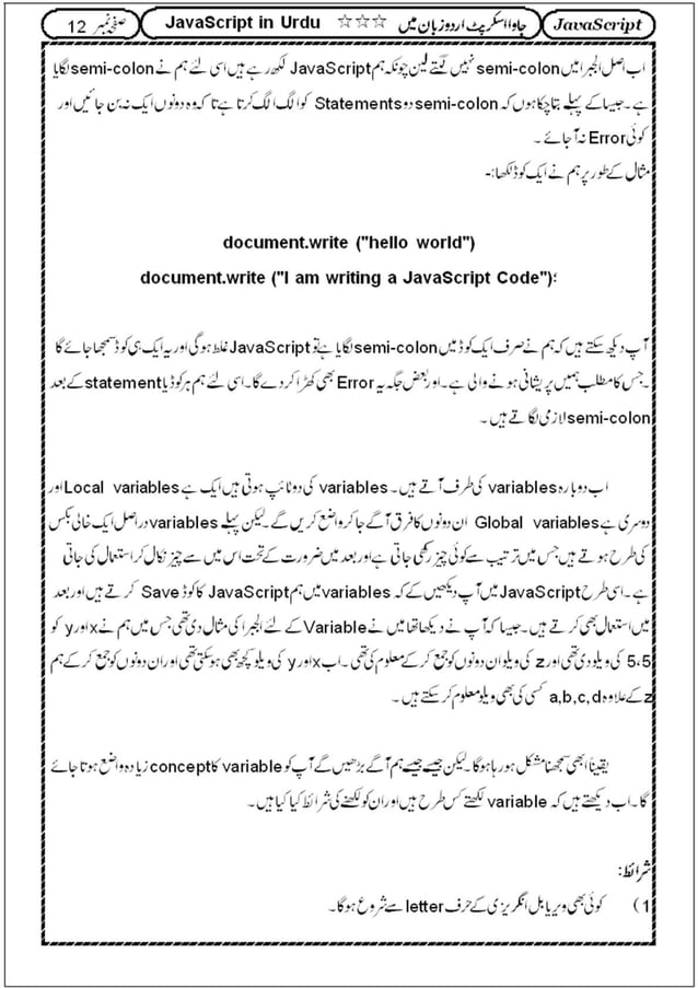 Javascript in urdu - Muhammad Danish Irshad | PDF | Web Development ...