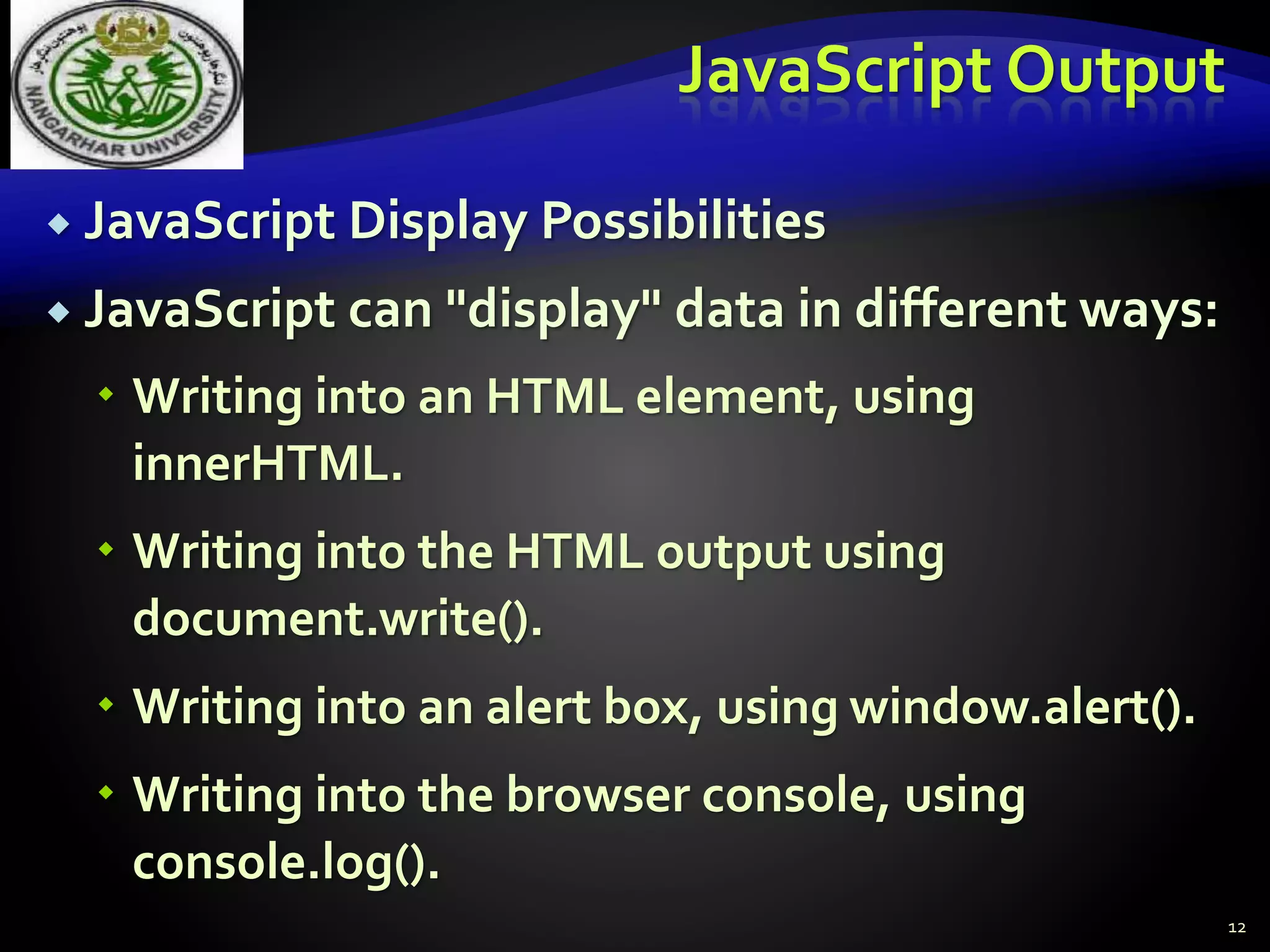 JavaScript lesson 1.pptx | Web Development | Internet