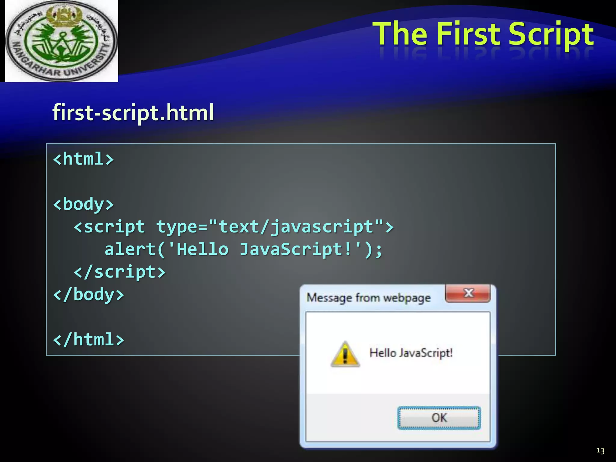 JavaScript lesson 1.pptx | Web Development | Internet